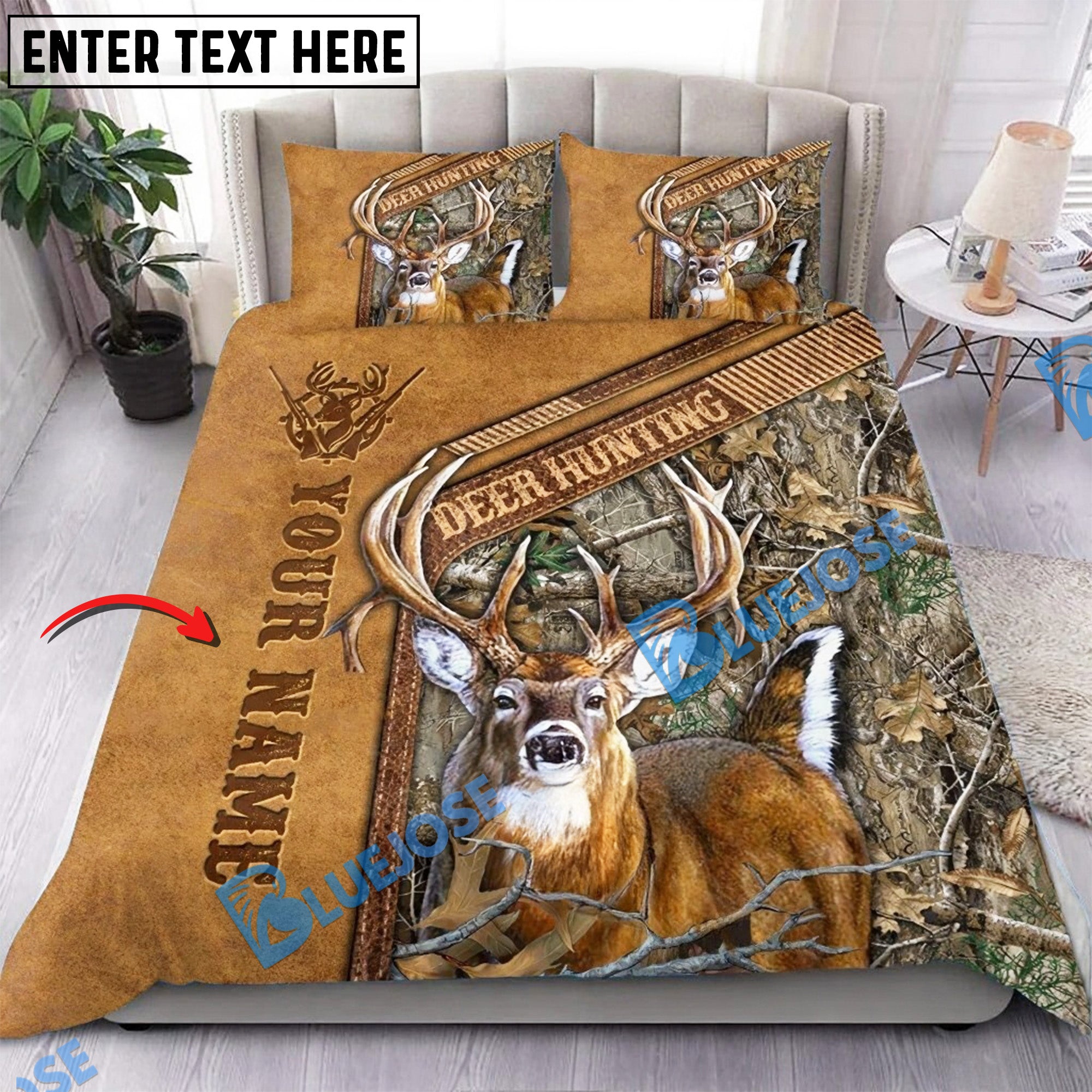 Bluejose Deer Hunting Leather Pattern Bedding Set 3D All Over Printed ...