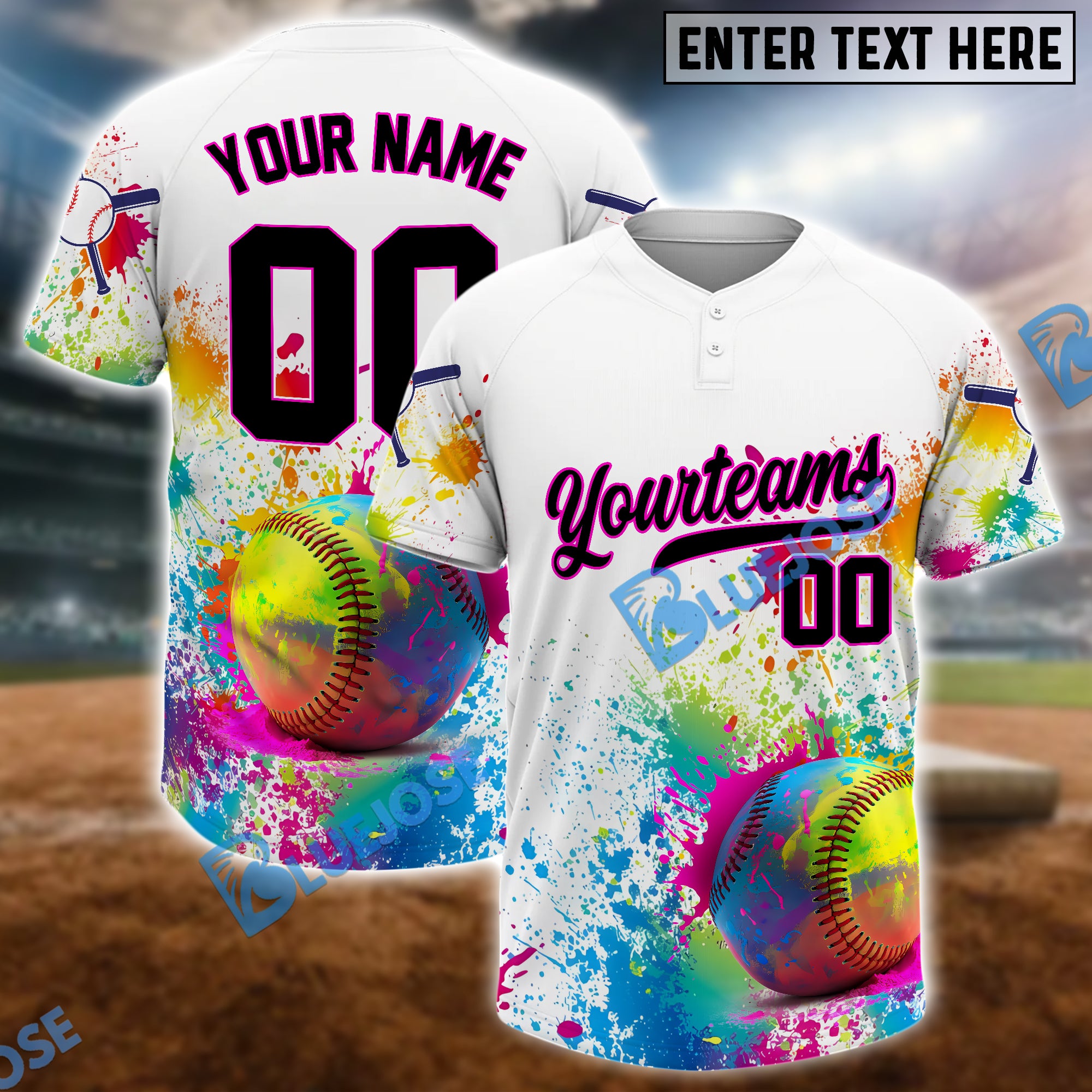 BlueJose Color Splash Softball Jersey, Custom Name & Team Number 3D Sh ...