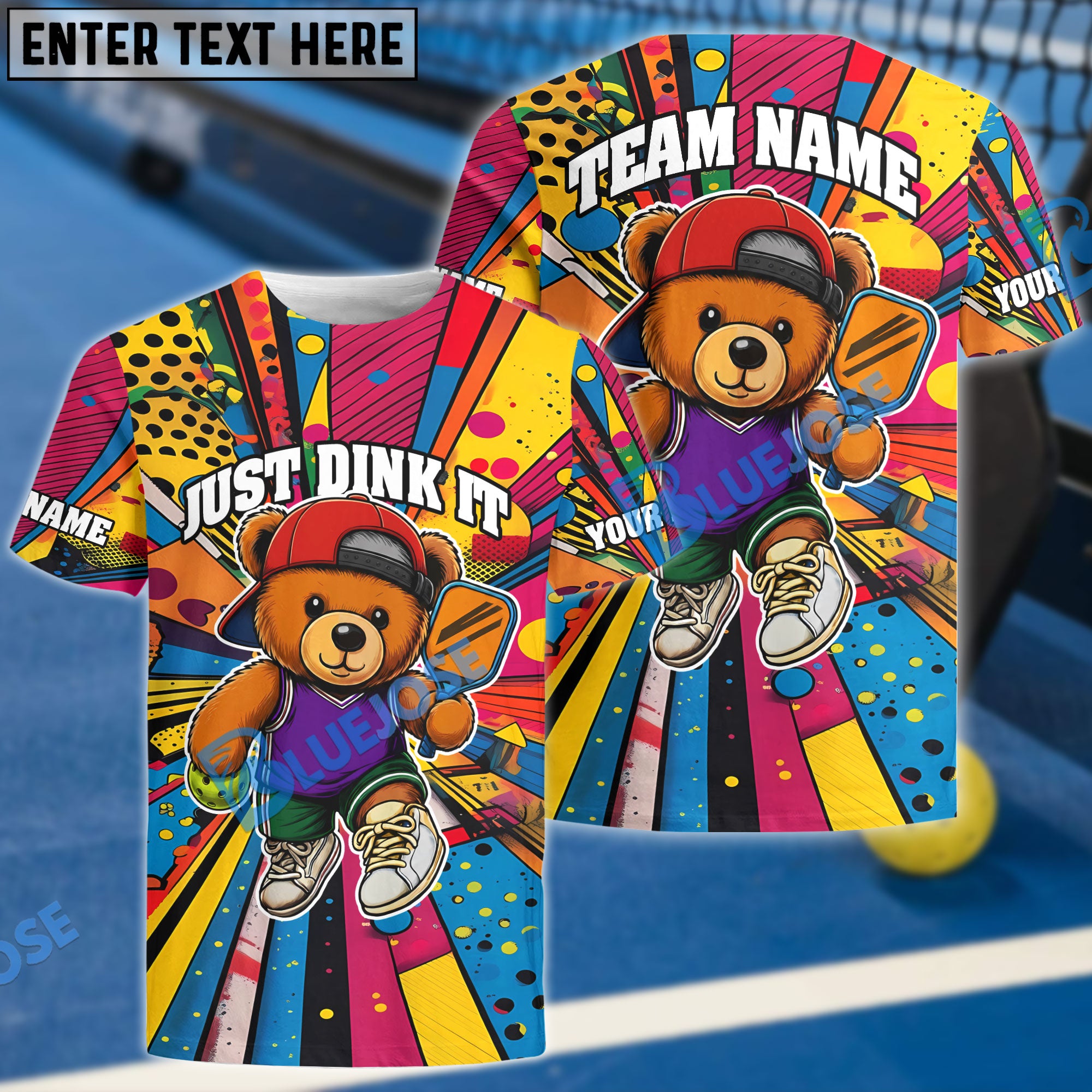 BlueJose Personalized Just Dink It Bear Pickleball Name & Team Name 3D ...